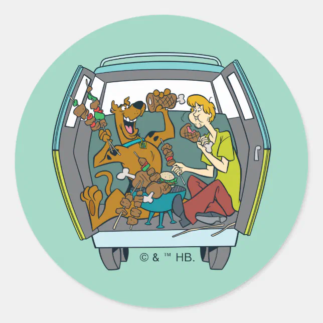 Scooby-Doo & Shaggy In Mystery Machine Classic Round Sticker | Zazzle