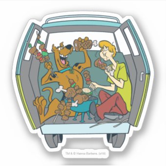 Scooby-Doo & Shaggy In Mystery Machine Sticker | Zazzle