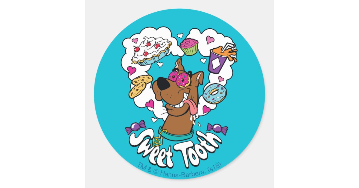 Scooby-Doo "Sweet Tooth" Classic Round Sticker | Zazzle