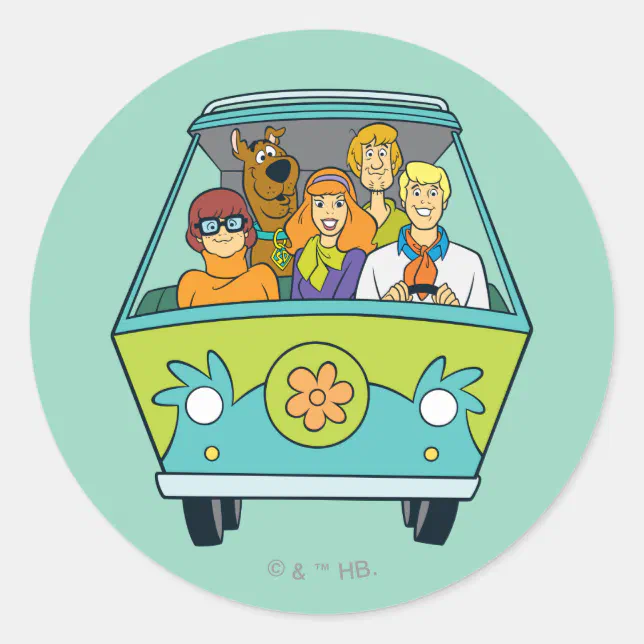 Scooby-Doo & The Gang Mystery Machine Classic Round Sticker | Zazzle