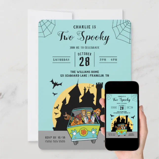 Scooby-Doo | Two Spooky Halloween Birthday Invitation | Zazzle