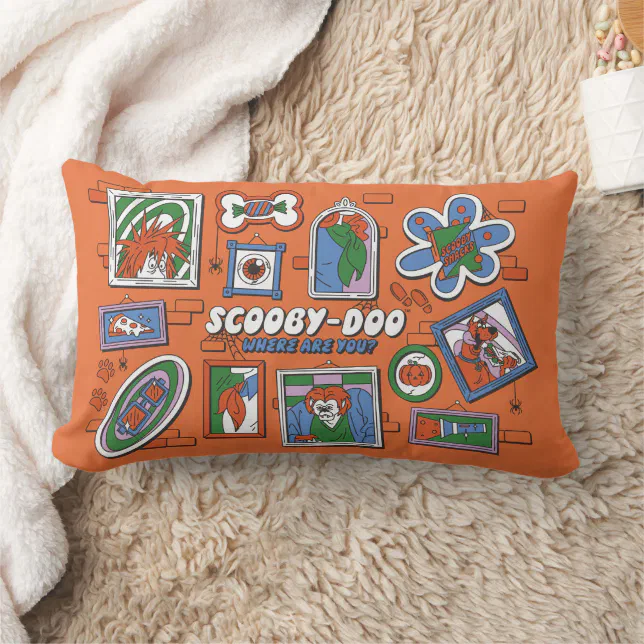 Scooby-Doo Wall of Halloween Picture Frames Lumbar Pillow | Zazzle