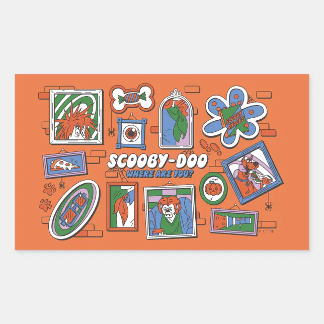 Scooby-Doo Wall of Halloween Picture Frames Rectangular Sticker | Zazzle