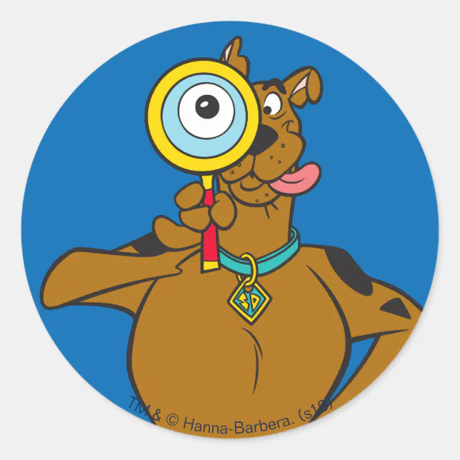 Scooby-Doo With Magnifying Glass Classic Round Sticker | Zazzle