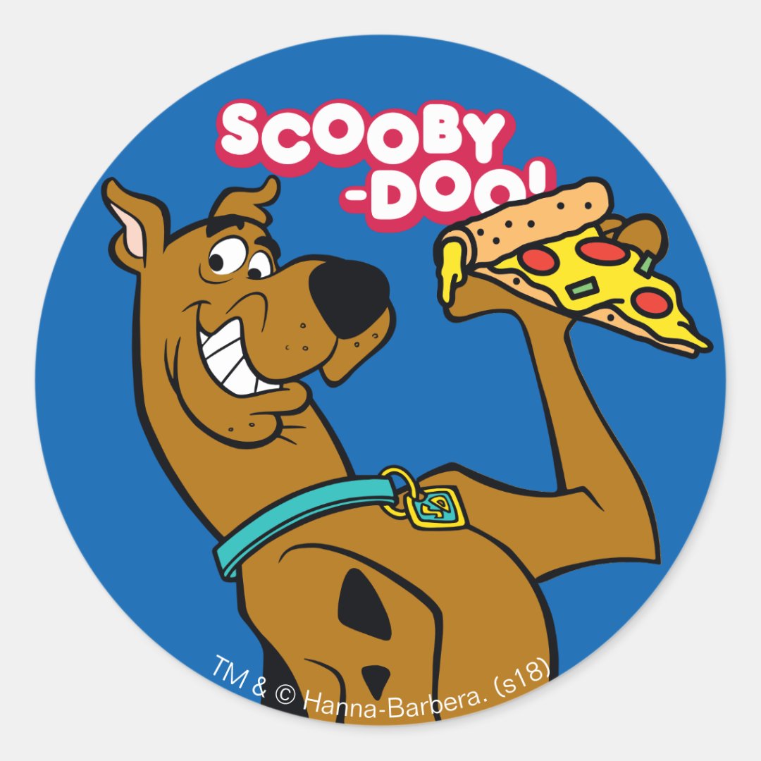 Scooby-Doo With Pizza Slice Classic Round Sticker | Zazzle