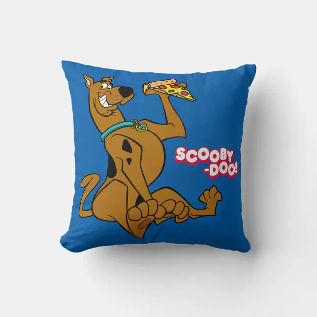 Scooby-Doo With Pizza Slice Throw Pillow | Zazzle