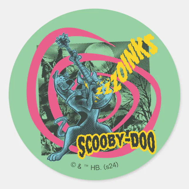 Scooby-Doo Zoinks Punk Guitar Graphic Classic Round Sticker | Zazzle