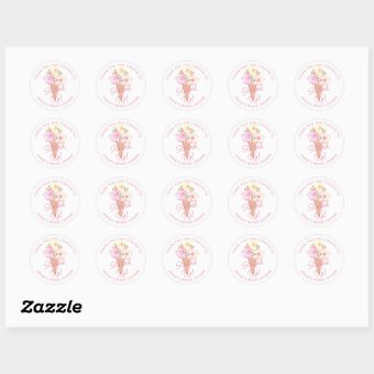 Scooped Up Ice Cream Bridal Shower Personalized Classic Round Sticker ...