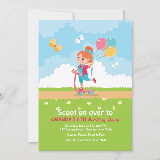 Scooter Girl Party Invitation | Zazzle
