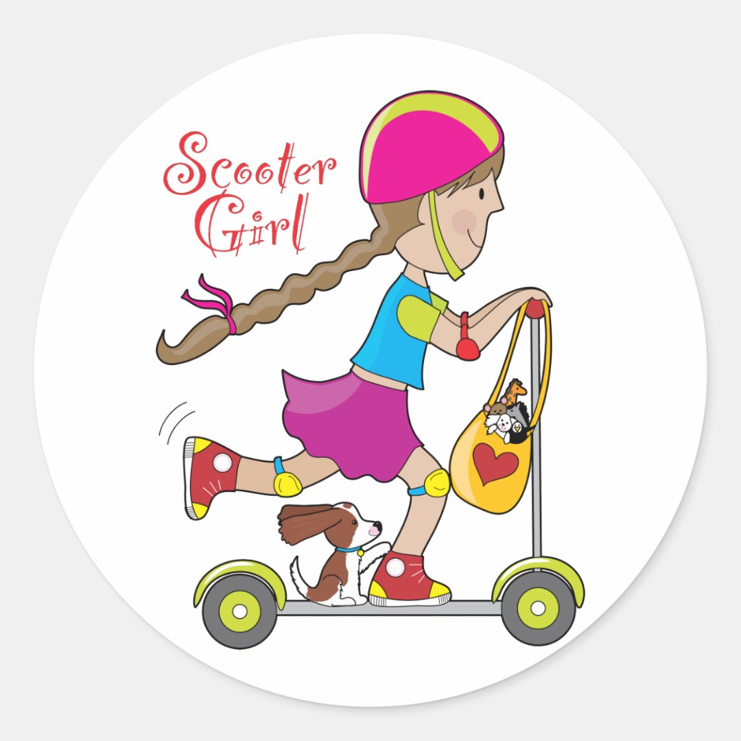 Scooter Kid Classic Round Sticker | Zazzle