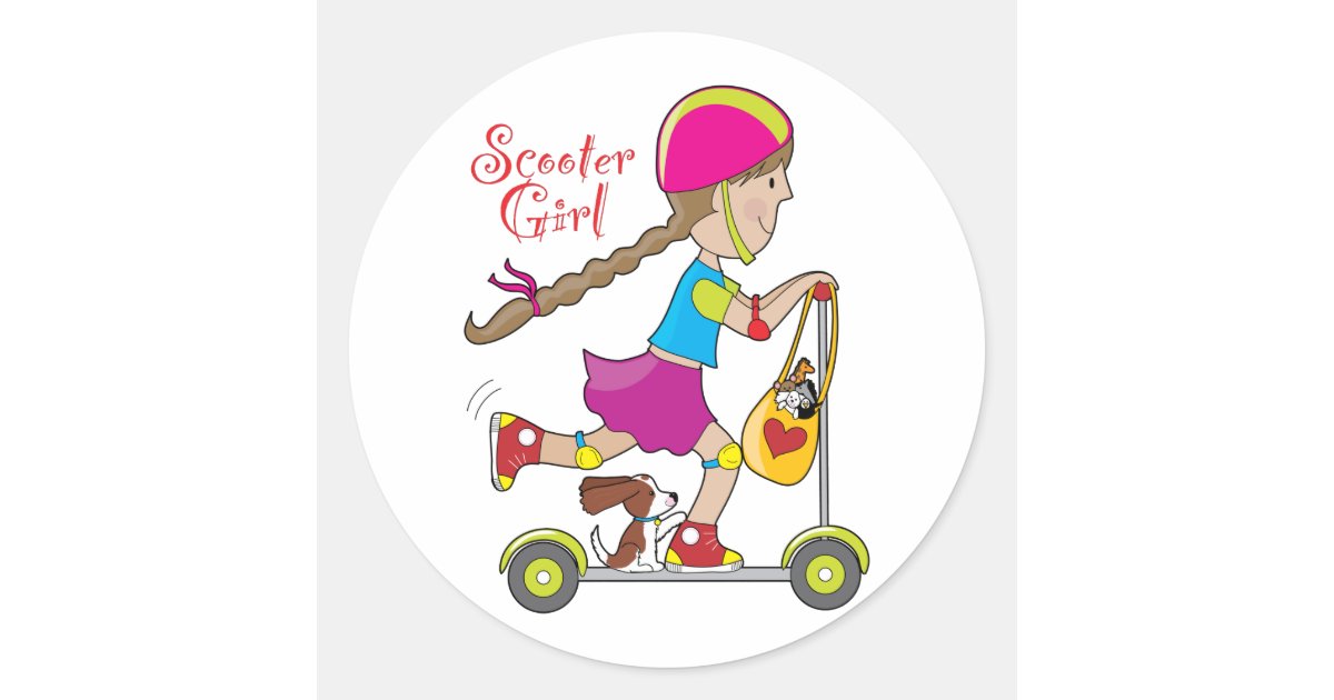 Scooter Kid Classic Round Sticker | Zazzle