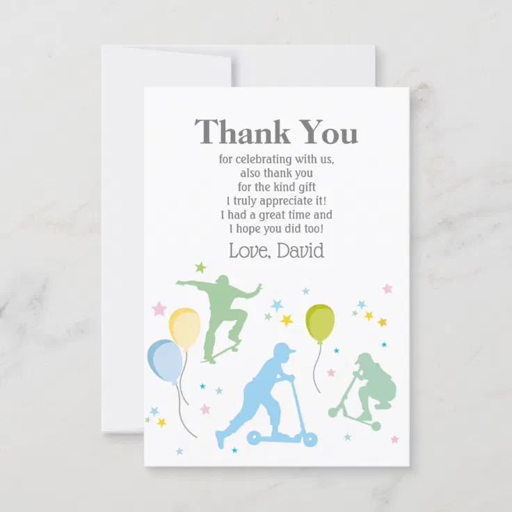 Scooters, Bikes, Skateboards, ride thank you card | Zazzle