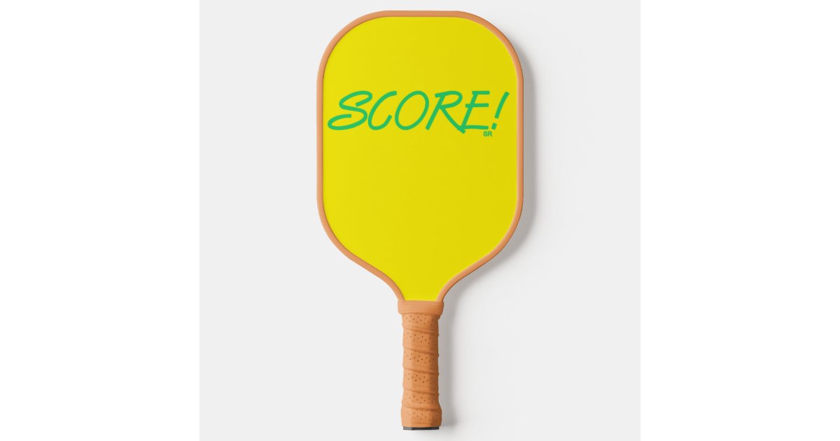Score yellow green pickleball paddle | Zazzle