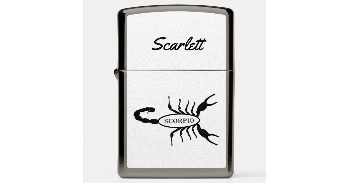 Scorpio Black Scorpion Star Sign Custom Name Zippo Lighter | Zazzle
