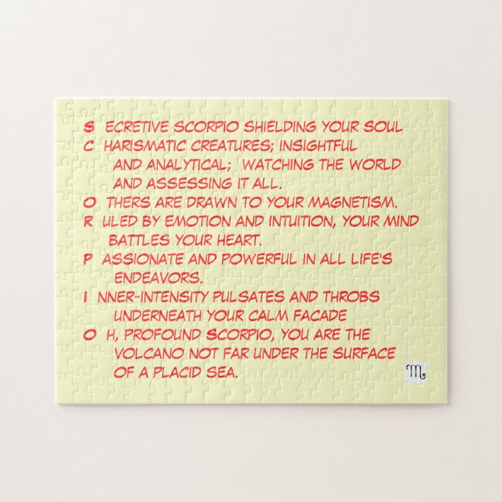 SCORPIO poem puzzle | Zazzle.com