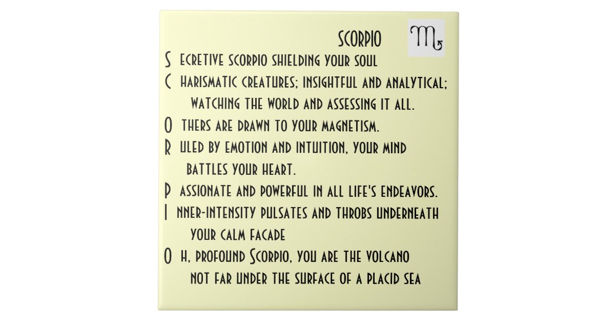 Scorpio poem tile | Zazzle