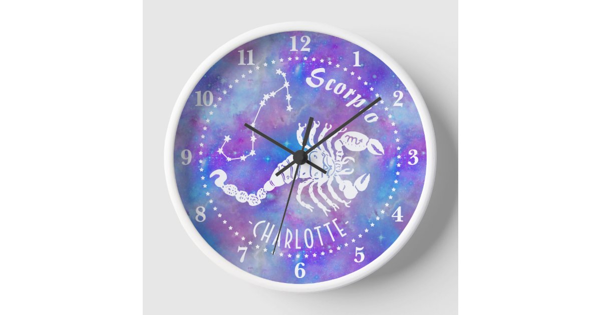 Scorpio Scorpion Constellation Stars Name Birthday Clock | Zazzle