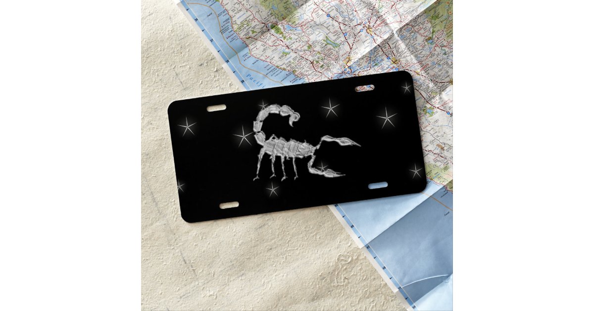 Scorpio Scorpion Zodiac Design Black License Plate | Zazzle