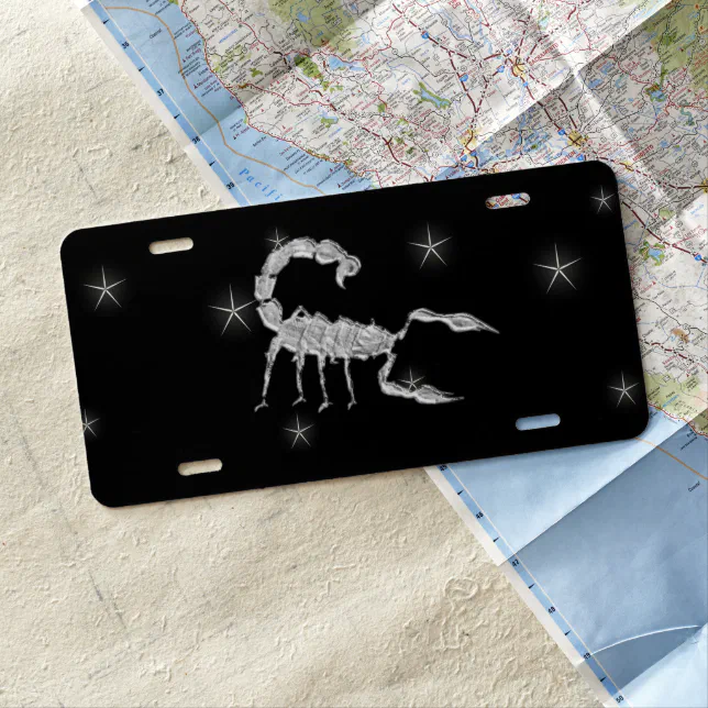 Scorpio Scorpion Zodiac Design Black License Plate | Zazzle