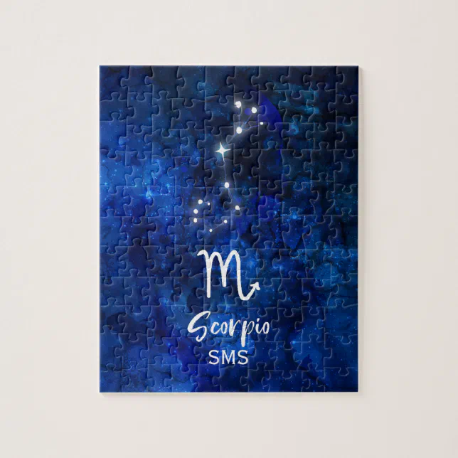 Scorpio Zodiac Constellation Blue Galaxy Monogram Jigsaw Puzzle | Zazzle