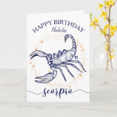 Scorpio Zodiac Navy Gold Monochrome Birthday Card | Zazzle