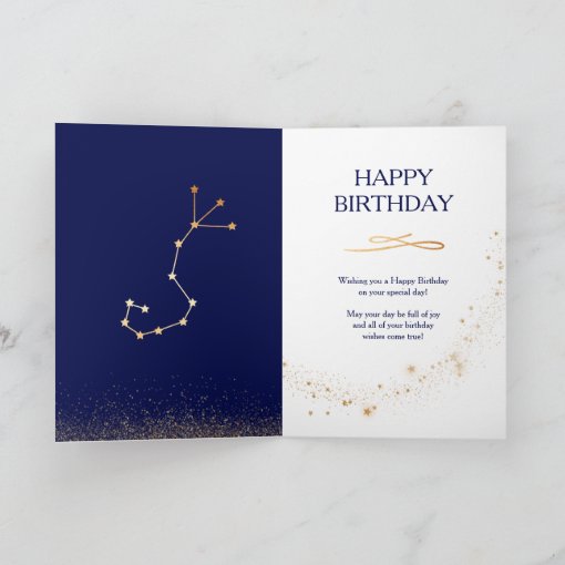 Scorpio Zodiac Navy Gold Monochrome Birthday Card | Zazzle