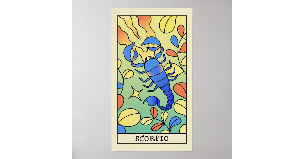 Scorpio Zodiac Sign Abstract Art Vintage Poster | Zazzle