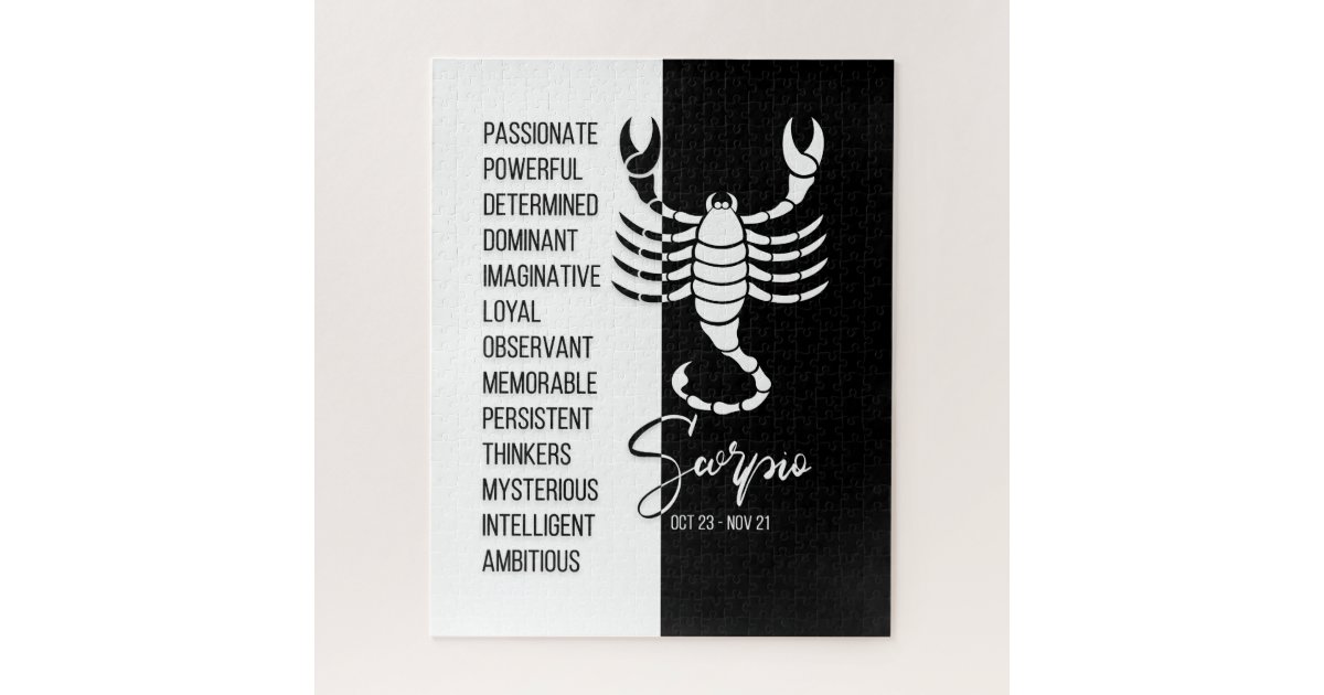 Scorpio Zodiac Sign, Black & White Jigsaw Puzzle | Zazzle