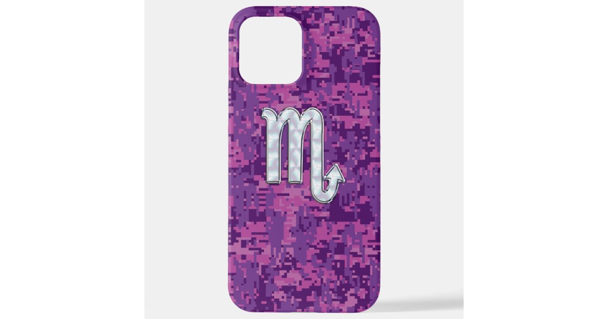 Scorpio Zodiac Sign on Pink Camo iPhone Case | Zazzle