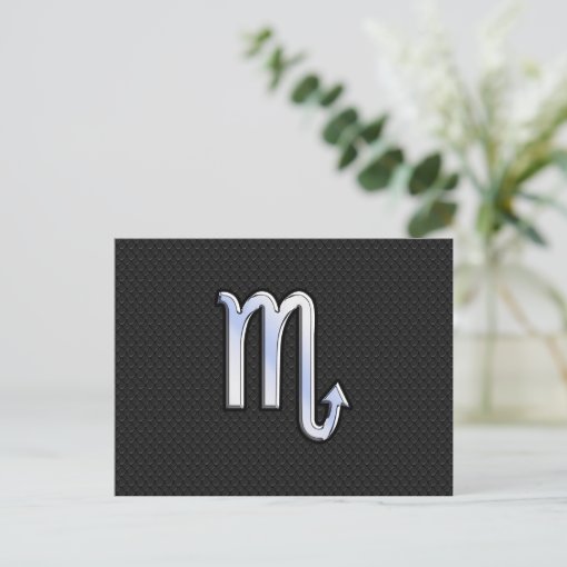 Scorpio Zodiac Silver Sign black snake skin Postcard | Zazzle