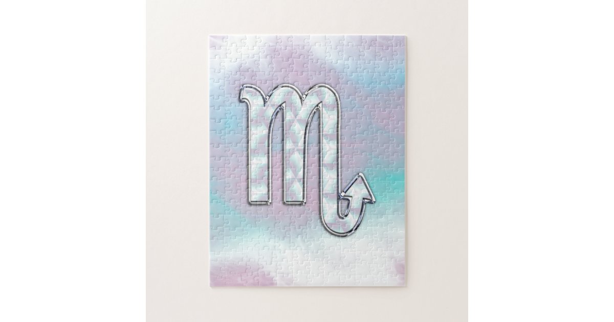 Scorpio Zodiac Symbol in Mother of Pearl Decor Jigsaw Puzzle | Zazzle