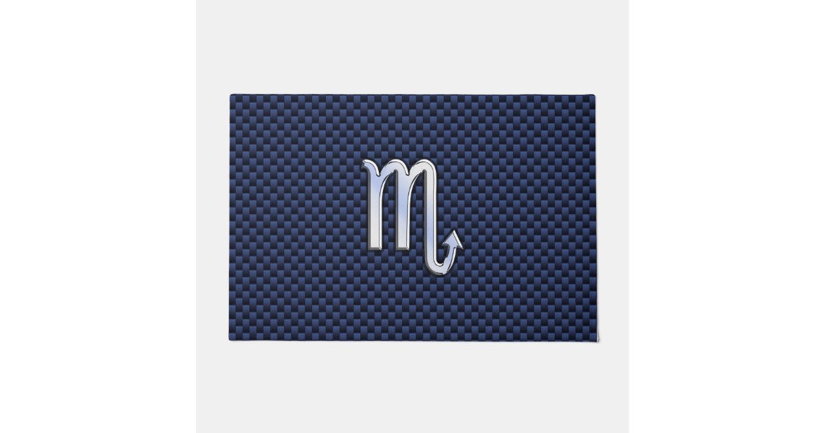 Scorpio Zodiac Symbol Navy Blue Carbon Fiber Style Doormat | Zazzle