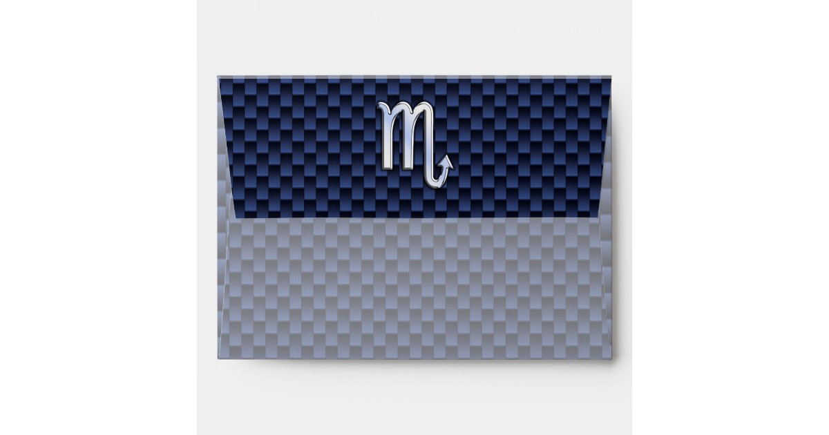 Scorpio Zodiac Symbol navy blue carbon fiber style Envelope | Zazzle