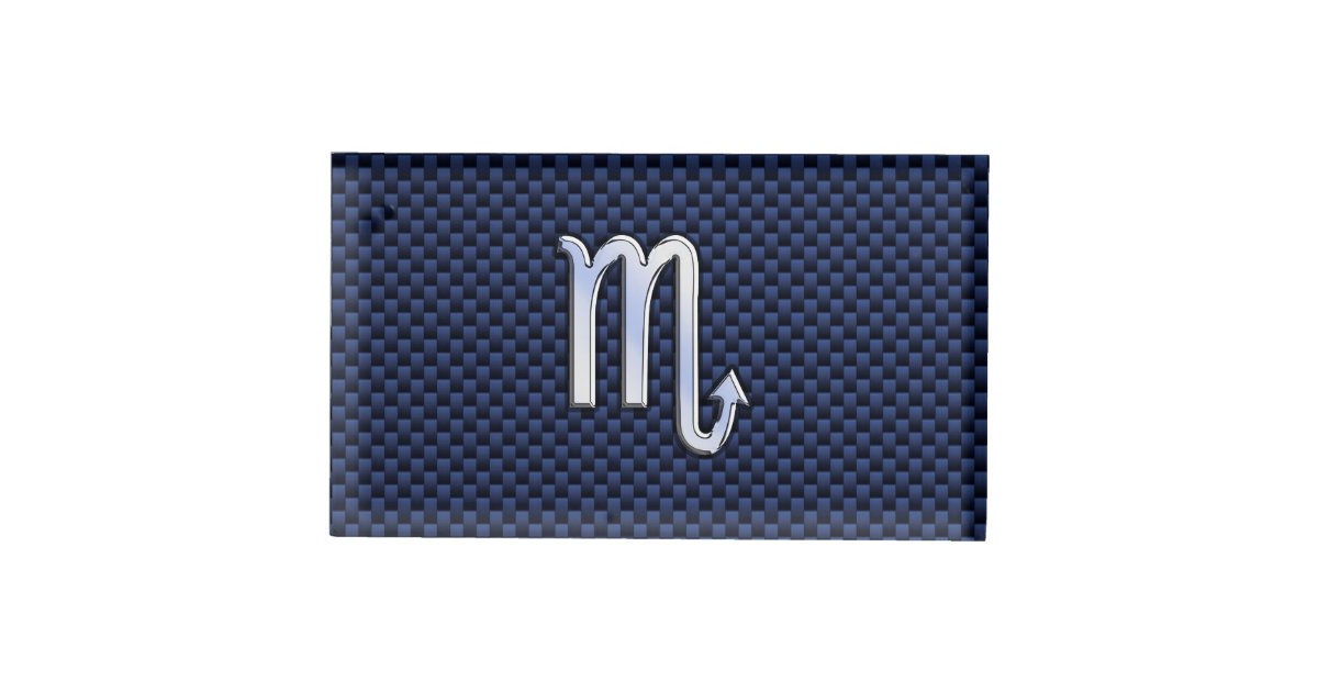 Scorpio Zodiac Symbol navy blue carbon fiber style Table Number Holder ...