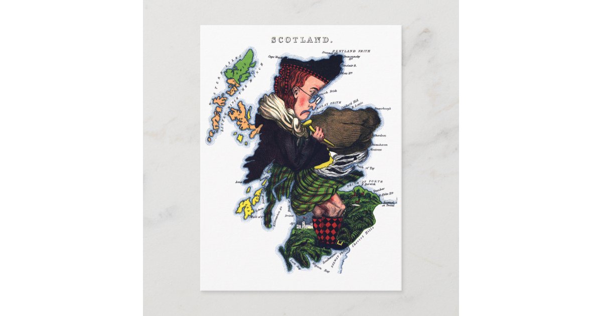 Scotland Caricature Map Postcard | Zazzle