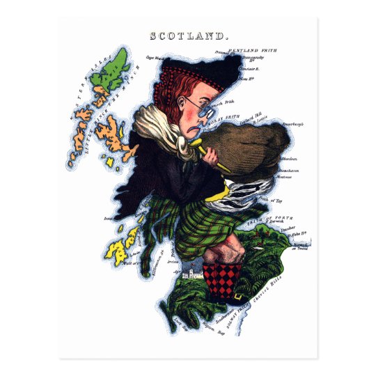 Scotland Caricature Map Postcard | Zazzle.com