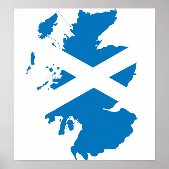 Scotland Flag Map full size Poster | Zazzle.com