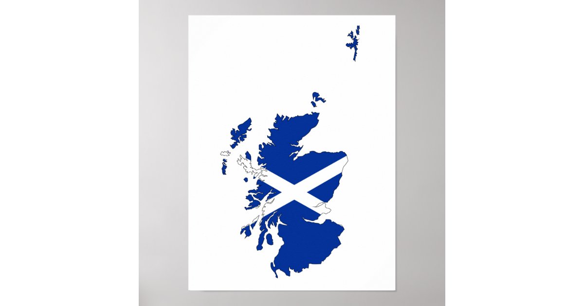 scotland flag map united kingdom country shape poster | Zazzle