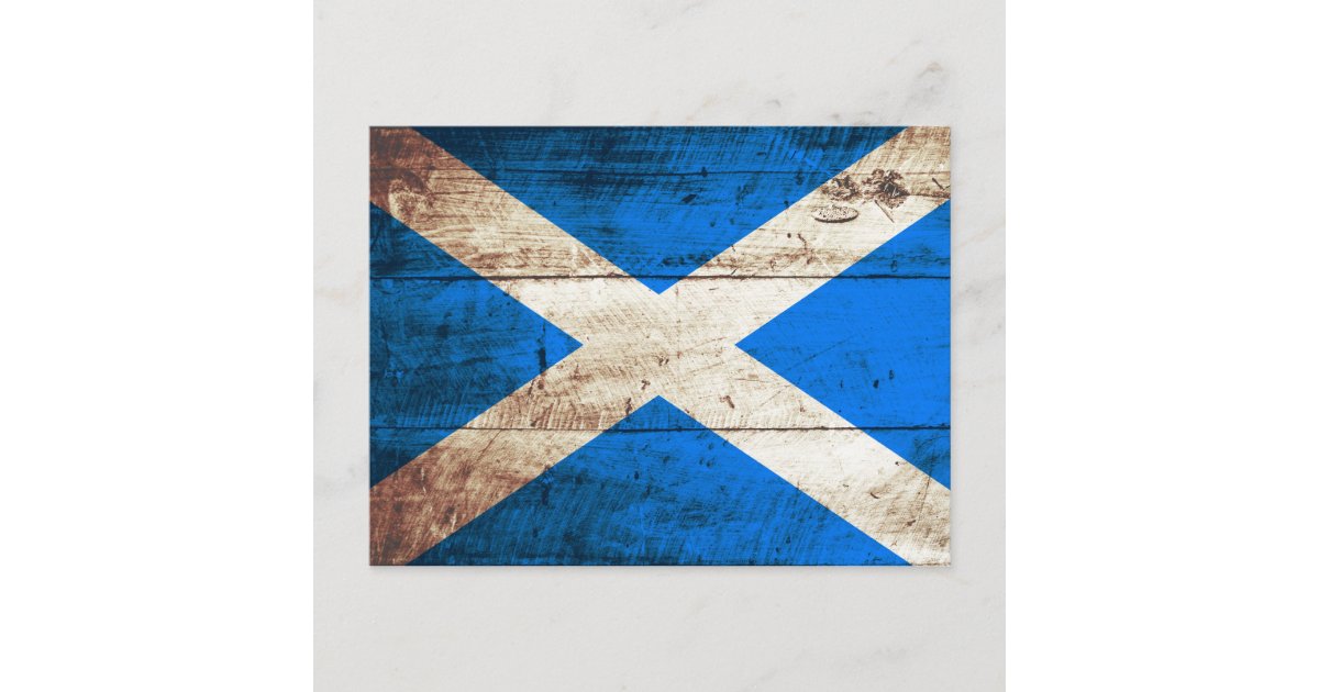 Scotland Flag on Old Wood Grain Postcard | Zazzle