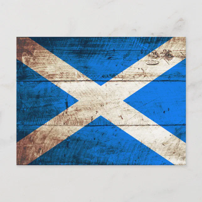 Scotland Flag on Old Wood Grain Postcard | Zazzle
