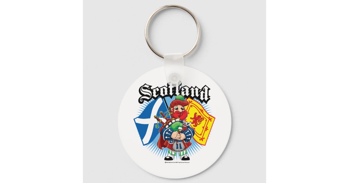 Scotland Flags and Piper Keychain | Zazzle