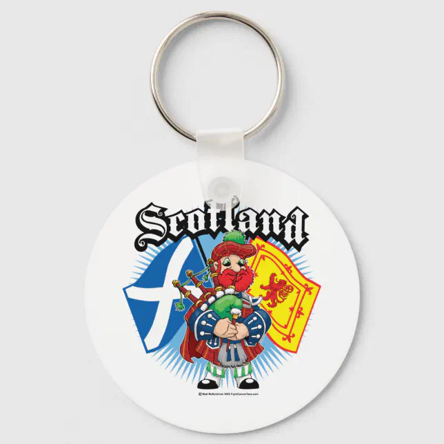 Scotland Flags and Piper Keychain | Zazzle