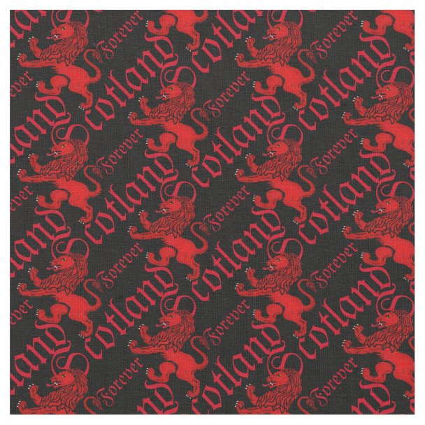 Scotland red Rampant Lion on black Fabric | Zazzle