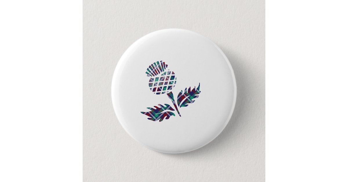 Scotland Gifts Scottish Thistle Tartan Plaid Gift Button | Zazzle