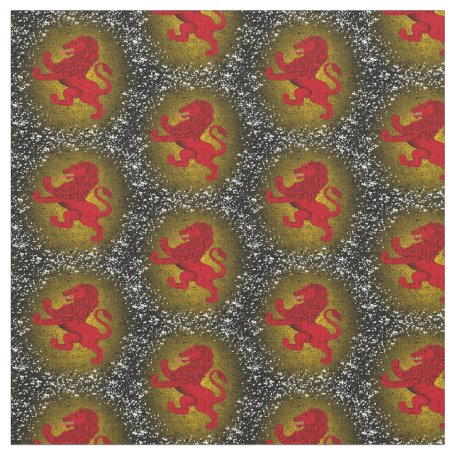 Scotland red Rampant Lion on black Fabric | Zazzle