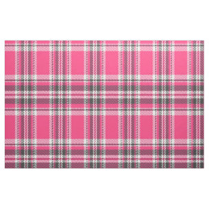 Tartan Hot Pink and Black Fabric | Zazzle