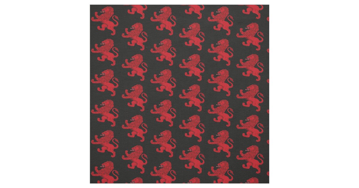 Scotland red Rampant Lion on black Fabric | Zazzle