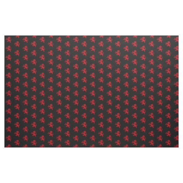 Scotland red Rampant Lion on black Fabric | Zazzle
