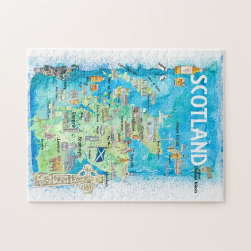 Scotland UK Travel Map Jigsaw Puzzle | Zazzle