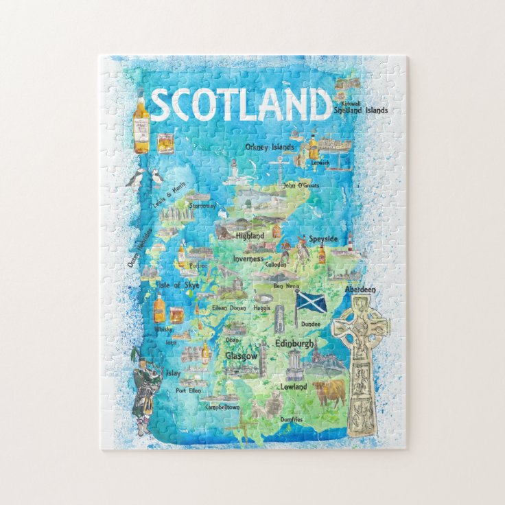 Scotland UK Travel Map Jigsaw Puzzle | Zazzle